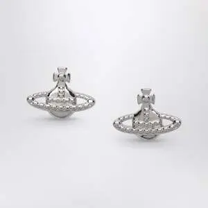VIVIENNE WESTWOOD Farah Orb Logo Stud Earrings In Platinum - Silver