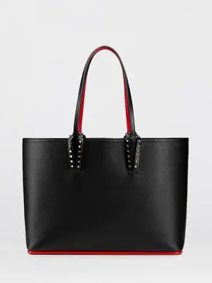 CHRISTIAN LOUBOUTIN Calf Leather Tote Bag With Silver Tone Studs - Black