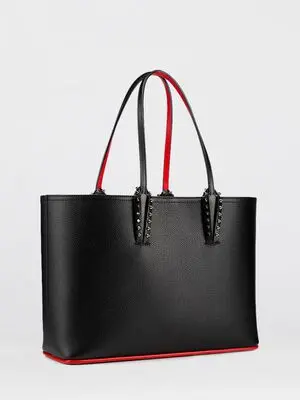 CHRISTIAN LOUBOUTIN Calf Leather Tote Bag With Silver Tone Studs - Black