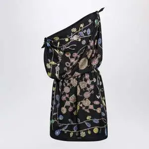 Versace Black Printed Silk Twill Dress