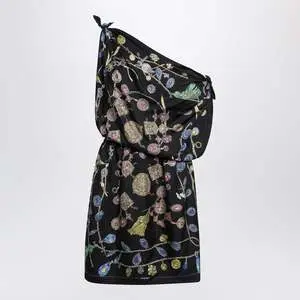 Versace Versace Black Printed Silk Twill Dress Multicolor