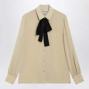 Valentino Garavani Silk Bow Shirt - Cream