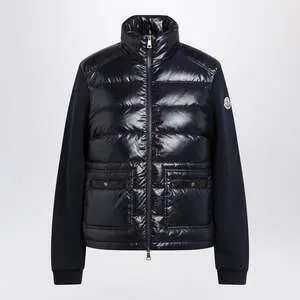 Moncler Quilted Paneled Zip-up Sweatshirt - Blue