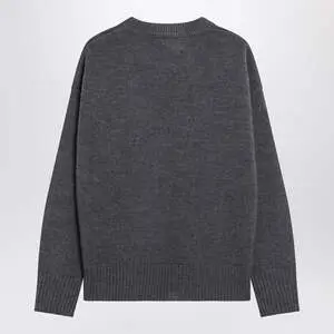 AMI Paris De Coeur Sweater In Grey Virgin Wool