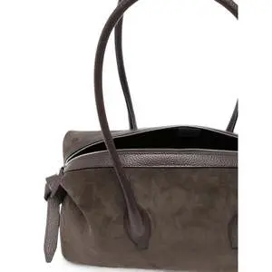 Yuzefi Duffle Bag With Suede Texture And Leather Trim