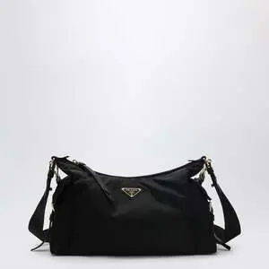 Prada Large Re-nylon And Leather Bag - Black