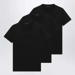Prada Set Of Three Cotton T-shirts - Black