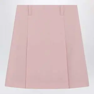 Miu Miu Wool-blend Skirt With Embroidered Logo - Pink