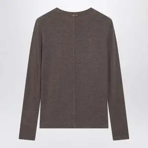 Max Mara Long Sleeve T-shirt In Dark Khaki Jersey - Brown