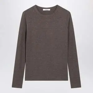 Max Mara Long Sleeve T-shirt In Dark Khaki Jersey - Brown