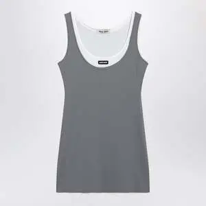 Miu Miu Short Stretch Jersey Dress - Gray