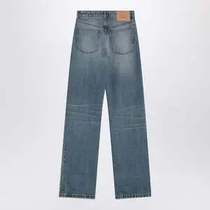 AMI Paris Wide-leg Jeans In Washed Indigo Denim