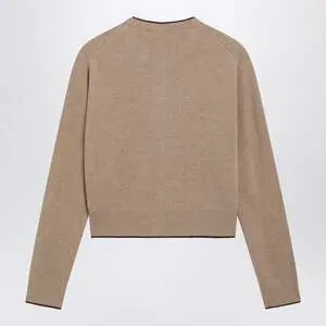 Chloé Light Wool And Cashmere Logo Cardigan - Brown