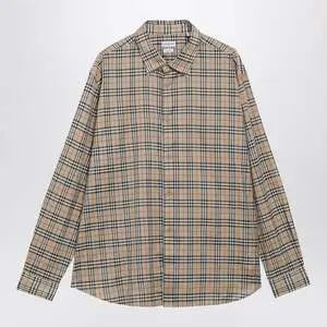 Burberry Beige Check Cotton Shirt - Cream