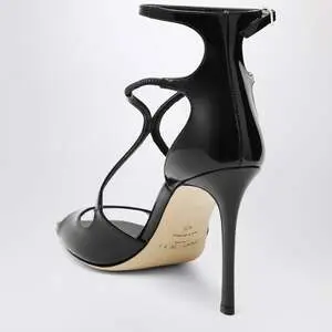 JIMMY CHOO Patent Leather Strappy High Heel Sandals - Black