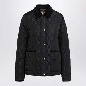 Burberry Quilted Nylon Jacket With Corduroy Collar - Black