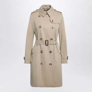 Burberry Beige Double-breasted Kensington Cotton Trench Coat - Cream