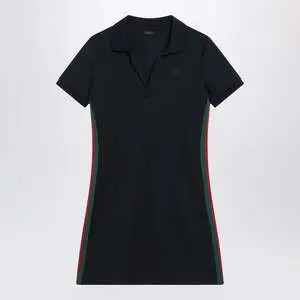 Gucci Cotton Jersey Dress With Web Detail - Blue