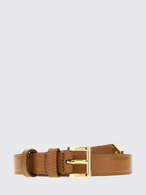 Prada Leather Belt With Gold Tone Triangle Logo - Brown
