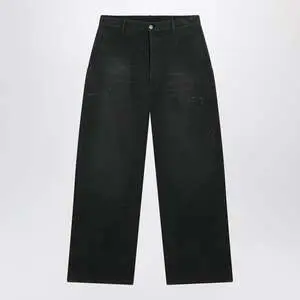 MAISON MARGIELA Double-dyed Cotton Trousers With Spot Detailing - Black