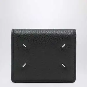 MAISON MARGIELA Four Stitches Compact Grained Leather Card Holder - Black