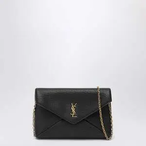 Saint Laurent Cassandre Chain Pouch In Lambskin Leather - Black