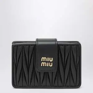 Miu Miu Card Holder In Matelasse Nappa Leather - Black