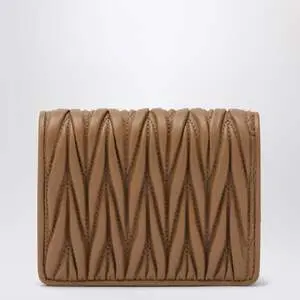 Miu Miu Caramel Wallet In Matelasse Nappa Leather