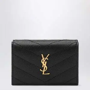 Saint Laurent Cassandre Matelasse Compact Wallet - Black
