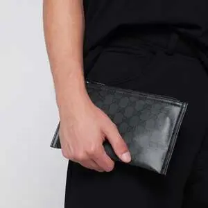 Gucci Small Essence Classic Pouch In Gg Coated Canvas