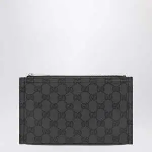 Gucci Small Essence Classic Pouch In Gg Coated Canvas - Black