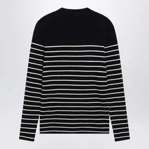 Dolce & Gabbana Blue/white Striped Wool Sweater With Buttons