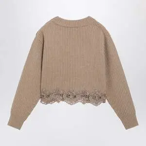 Chloé Cropped Turtleneck Sweater In Wool-cashmere Bleached