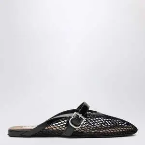 Alaïa Flat Mesh Mule With Buckle Strap - Black