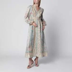 Zimmermann Roselight Floral Linen Midi Dress - Multicolor