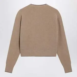Chloé Light Wool And Cashmere Logo Sweater - Brown