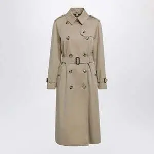 Burberry Long Cotton Gabardine Trench Coat - Cream