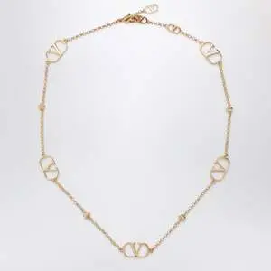 Valentino Garavani Vlogo Signature Necklace In Gold-tone Metal - Silver