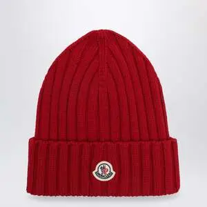 Moncler Moncler Cable-Knit Wool Beanie With Logo Red