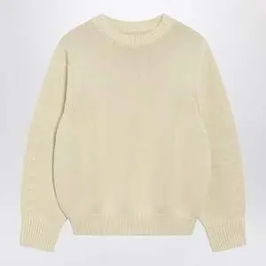 TOTEME Oversized Crewneck Sweater In Cream Cotton - Yellow