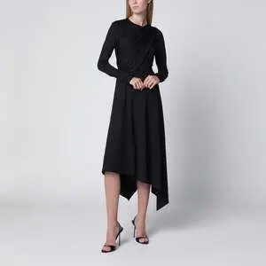 Victoria Beckham Asymmetric Draped Midi Dress - Black
