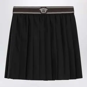 Versace Wool And Mohair Pleated Mini Skirt - Black