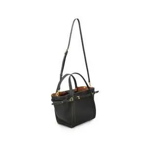 TOD'S Grained Leather T Timeless Tote Bag - Black