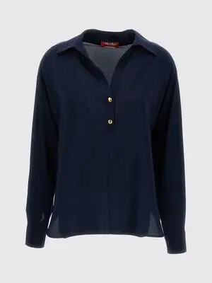 Max Mara Polo Shirt With Gold-tone Buttons - Blue