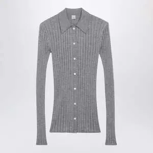TOTEME Slim Ribbed Shirt In Cashmere And Silk - Gray