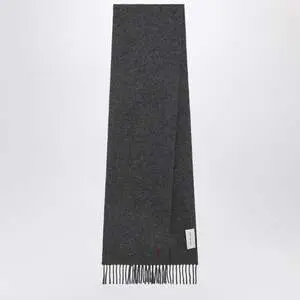 AMI Paris Grey De Cå“ur Wool Scarf - Gray