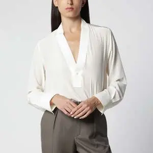 Victoria Beckham Silk V-neck Blouse - White