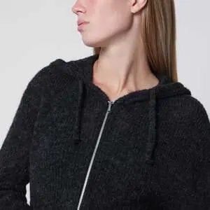 Our Legacy Mélange Alpaca Blend Zip-up Hooded Cardigan - Black