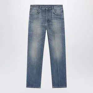Versace Distressed Straight-leg Jeans In Denim - Blue