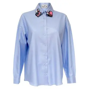 SANA T Hand Embroidered Clara Shirt - Blue